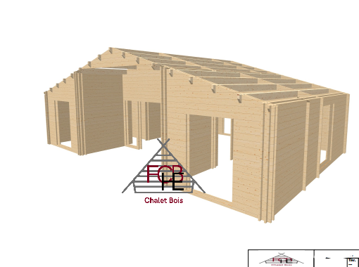 Chalet bois N°131025 – Chalet 96 m² en madriers 44/100/44 mm